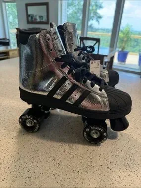 adidas | Shoes | Adidas Silver And Black Roller Skate Sneakers | Poshmark